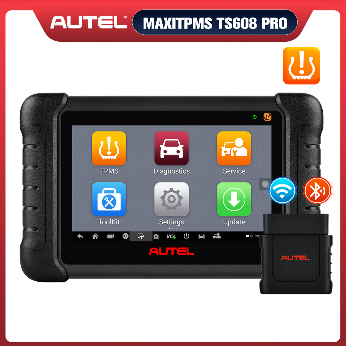 Autel MaxiTPMS TS608 Car Diagnostic & TPMS Tool, Free 8PCs Sensor ...